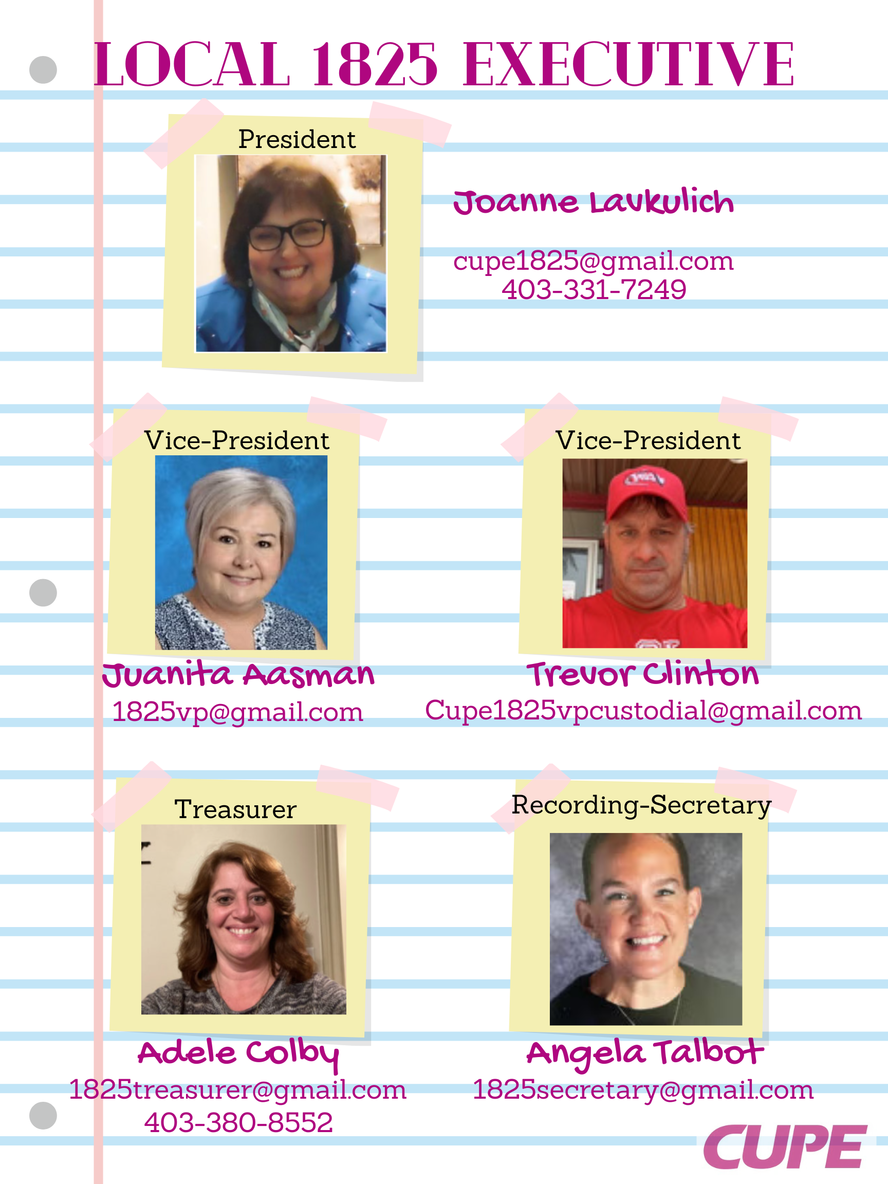 Local 1825 Executive - CUPE 1825